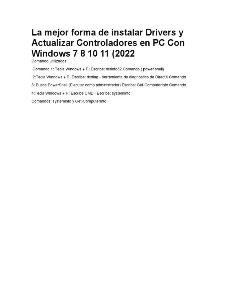 La Mejor Forma de Instalar Drivers y Actualizar Controladores en PC Con ...
