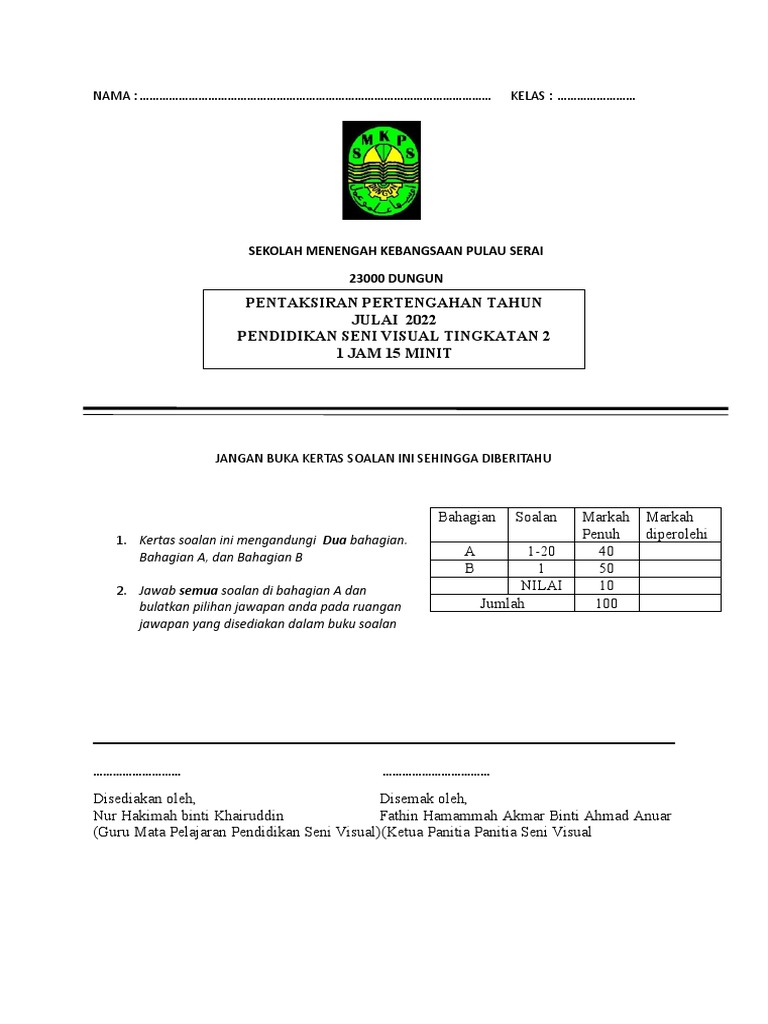 Soalan PSV Tingkatan 2 Tahun 2022 | PDF | Perjalanan | Seni