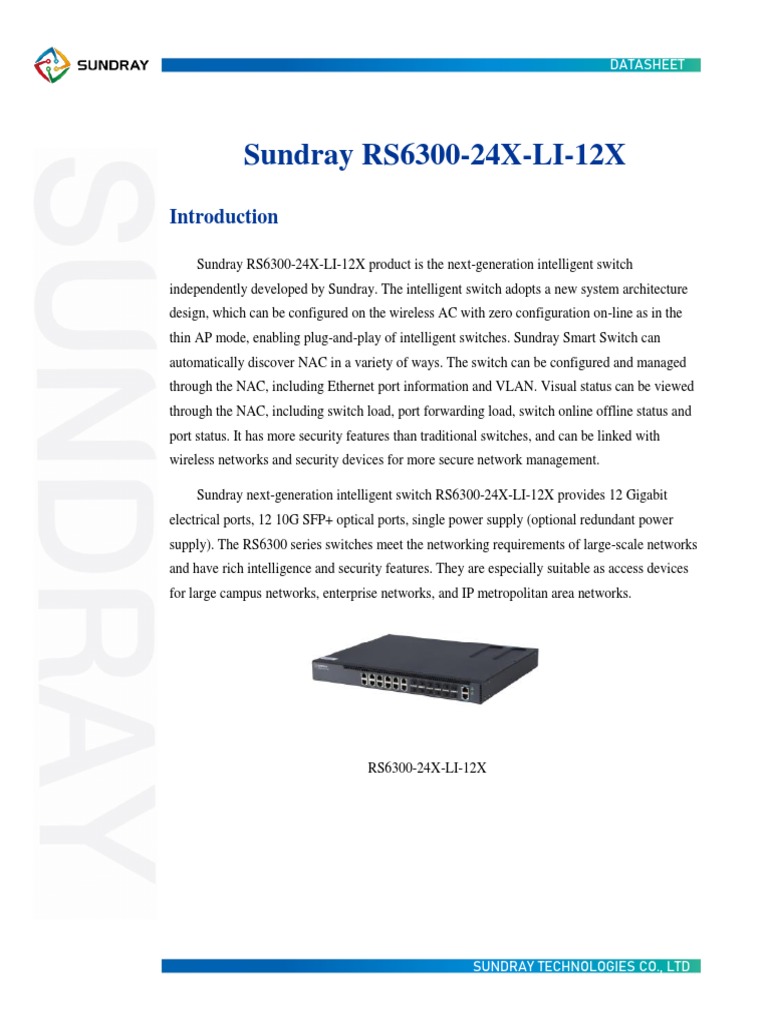 Sundray Rs6300-24x-Li-12x | PDF | Ip Address | Network Switch
