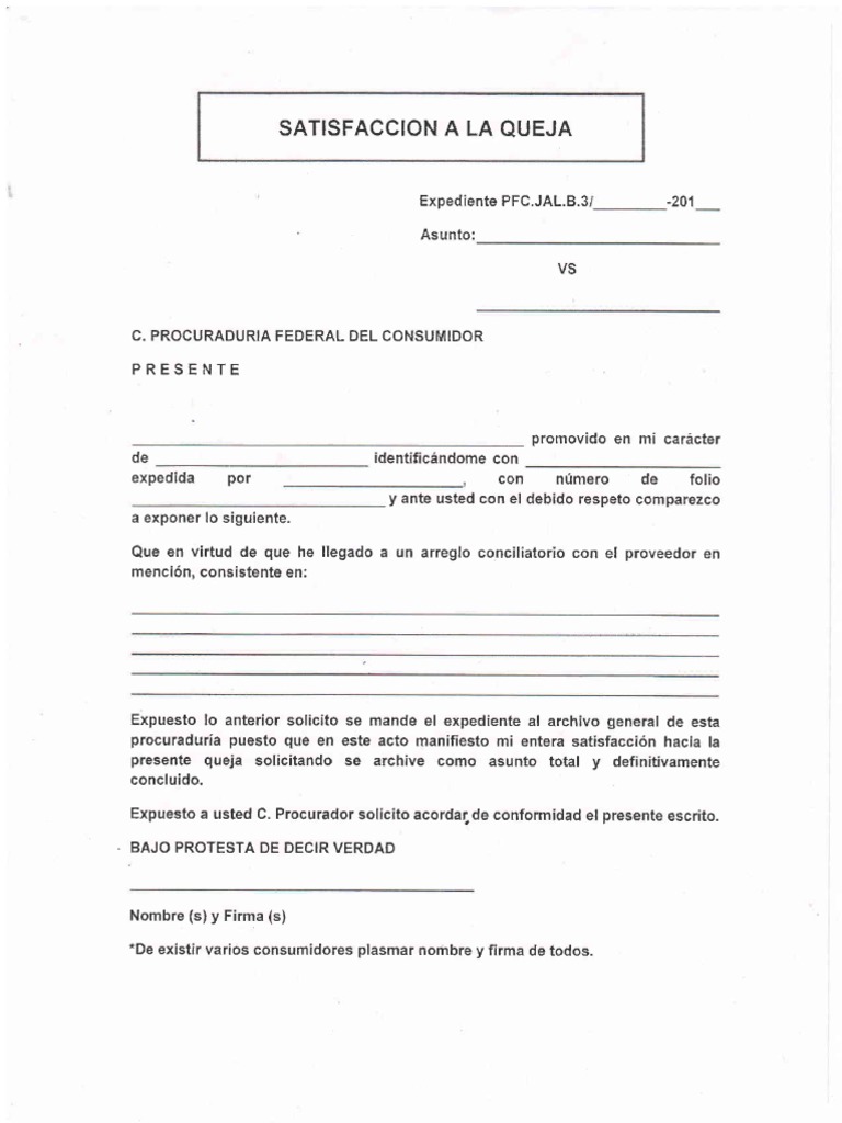 Carta Satisfacción A La Queja PROFECO | PDF