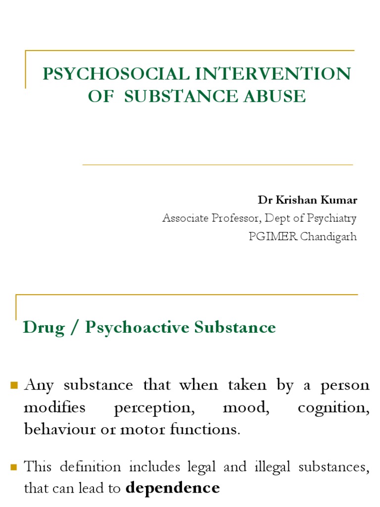 Psychosocial Intervention of Substance Abuse | PDF