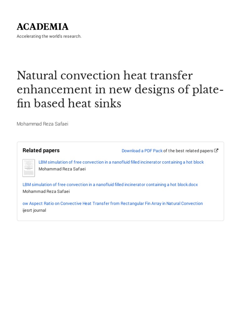 Natural Convection Heat Transfer Enhancement in New Designs of Plate ...
