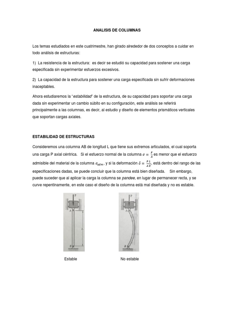 Analisis de Columnas | PDF | Ecuaciones | Pandeo
