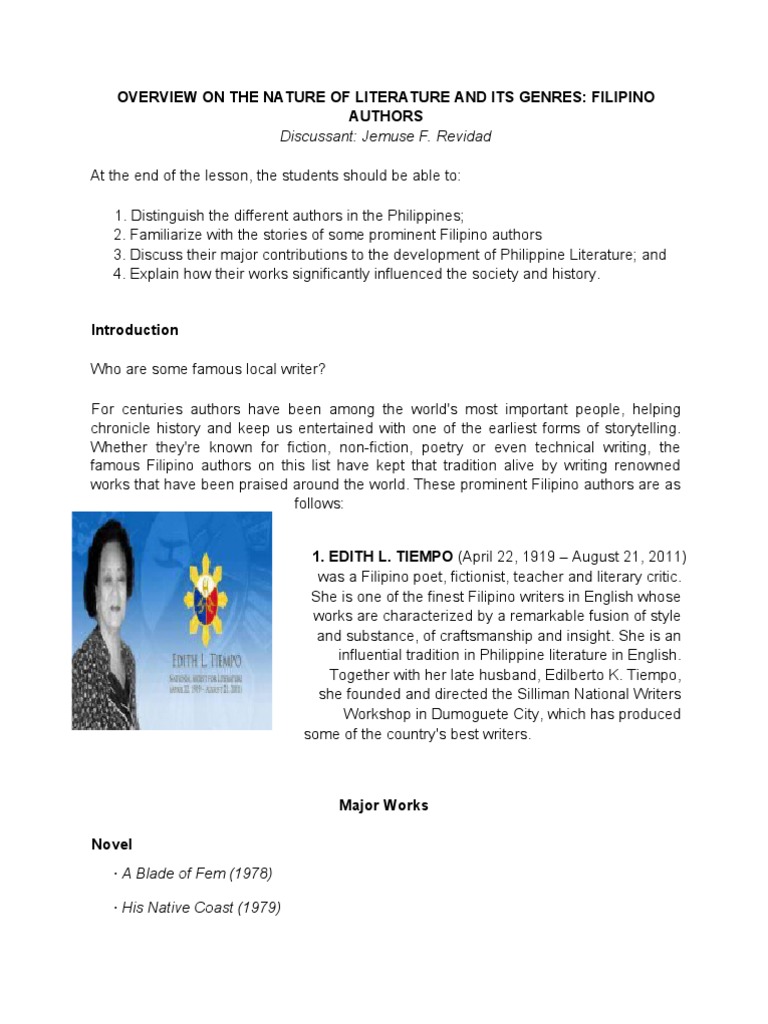 Prominent Filipino Authors and Works | PDF | General Fiction