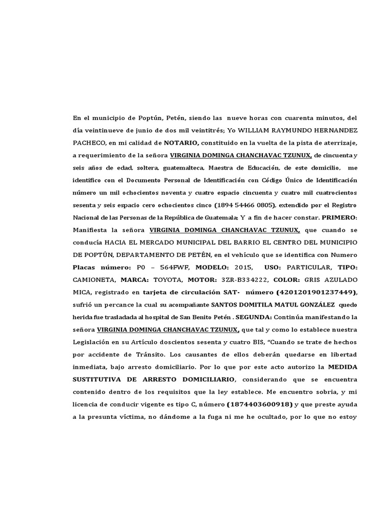 Acta Notarial de Arresto San Luis 2022 | PDF