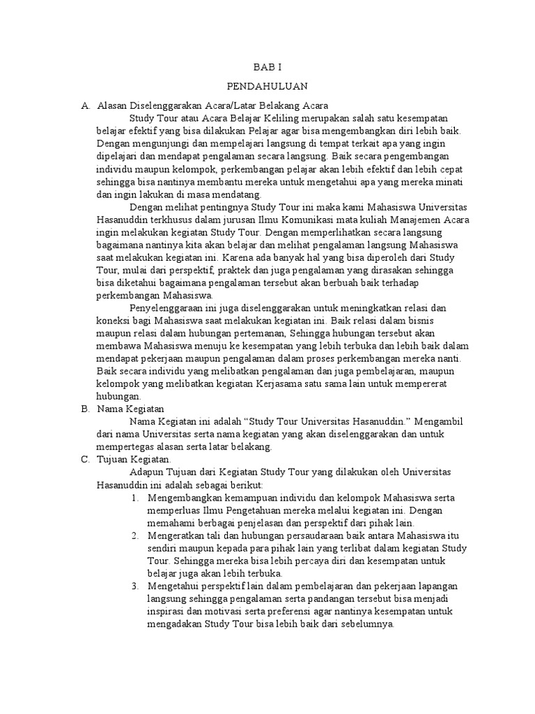 Proposal Kegiatan Study Tour | PDF