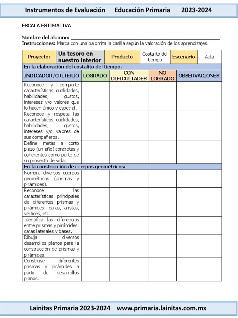 5°? Instrumentos de Evaluación (2023-2024) | PDF | Evaluación | Educación primaria