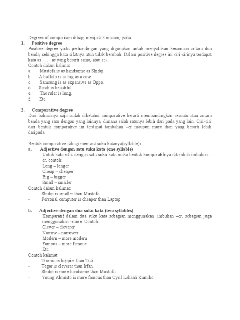 Degrees of Comparison Dibagi Menjadi 3 Macam | PDF | Seni & Disiplin Bahasa