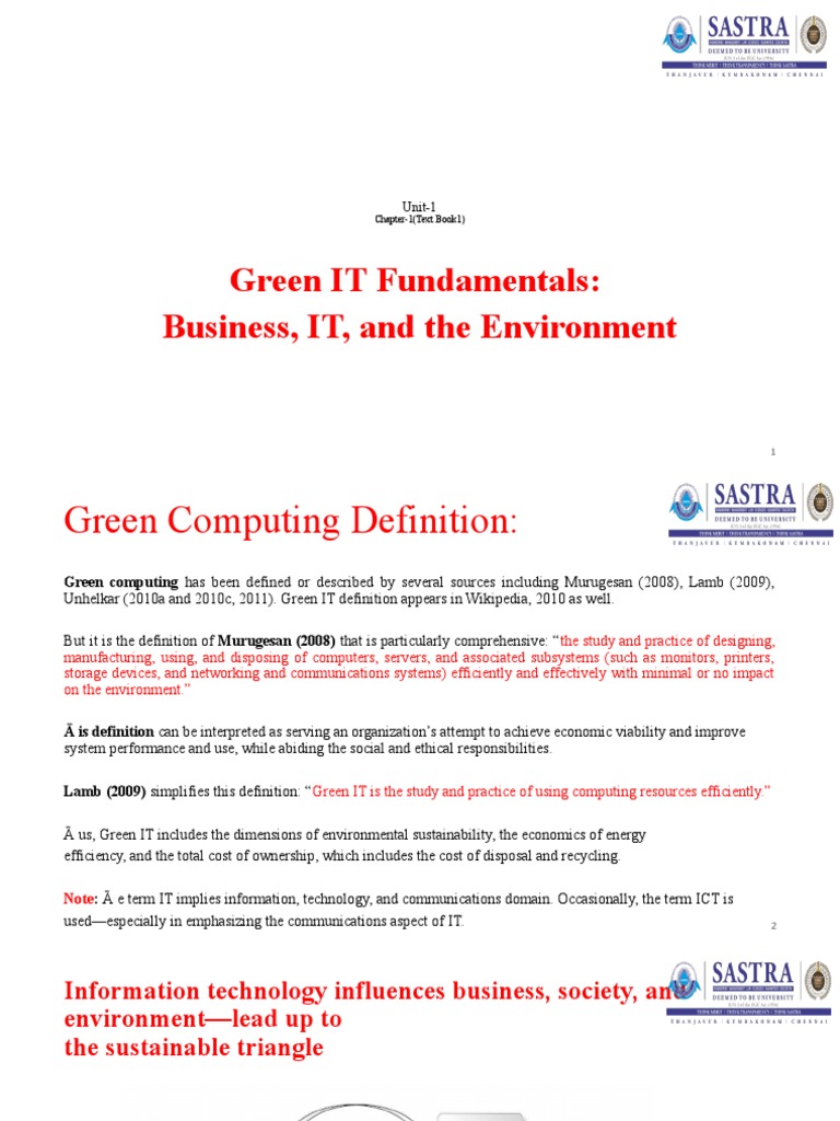 Green IT for Sustainable Enterprises | PDF | Sustainability | Business ...