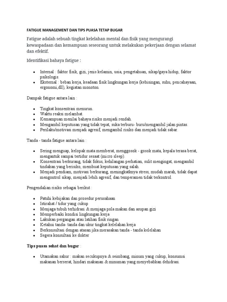 April-Fatigue management | PDF