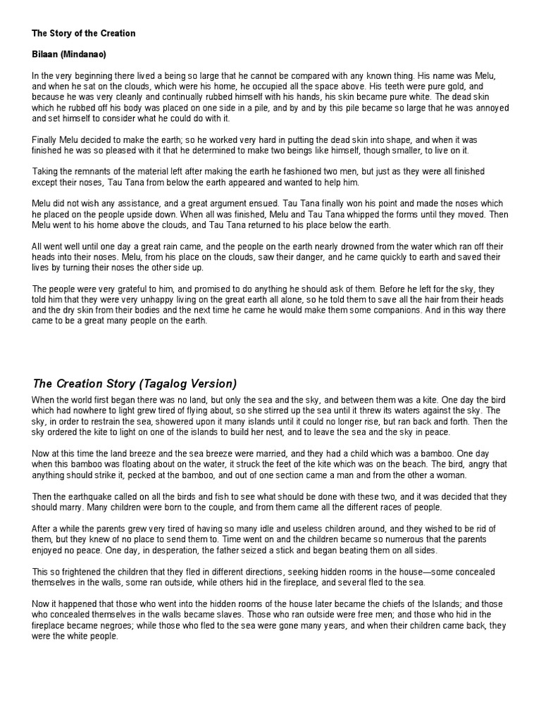 The Story Of The Creation Pdf
