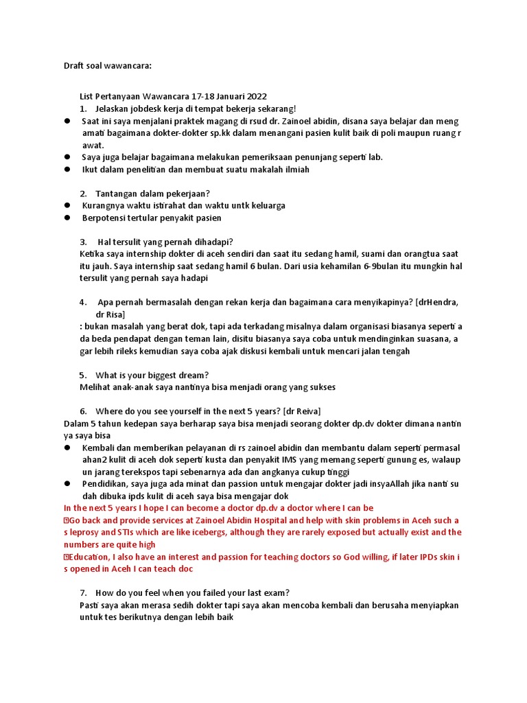 Draft Soal Wawancara 2 | PDF