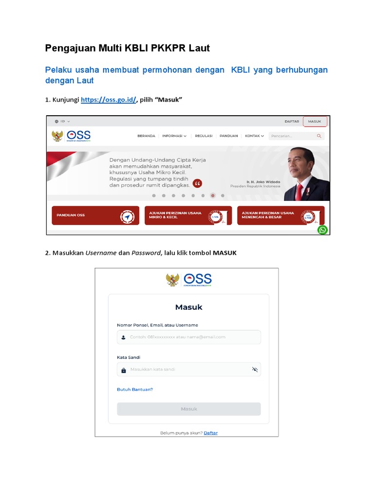Pengajuan Multi KBLI PKKPR Laut | PDF