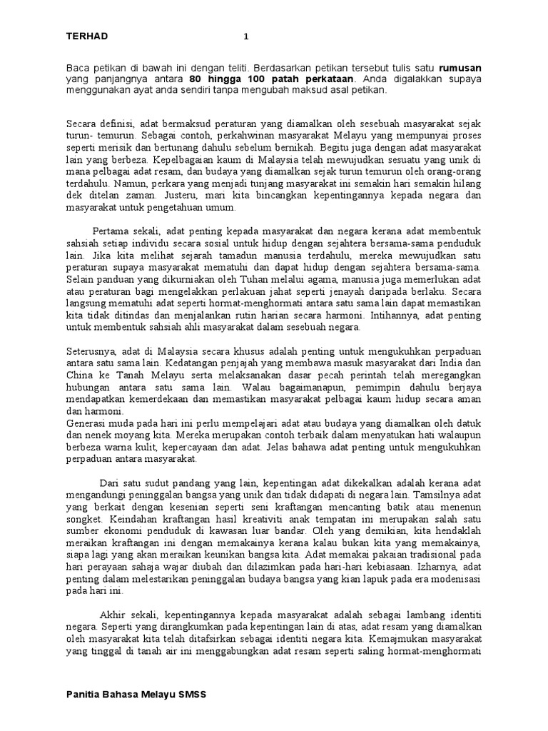 Latihan Petikan Rumusan Tingkatan 3 | PDF