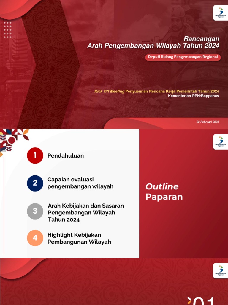Deputi Regional - Kick Off RKP 2024 - Arah Pengembangan Wilayah 2024 | PDF