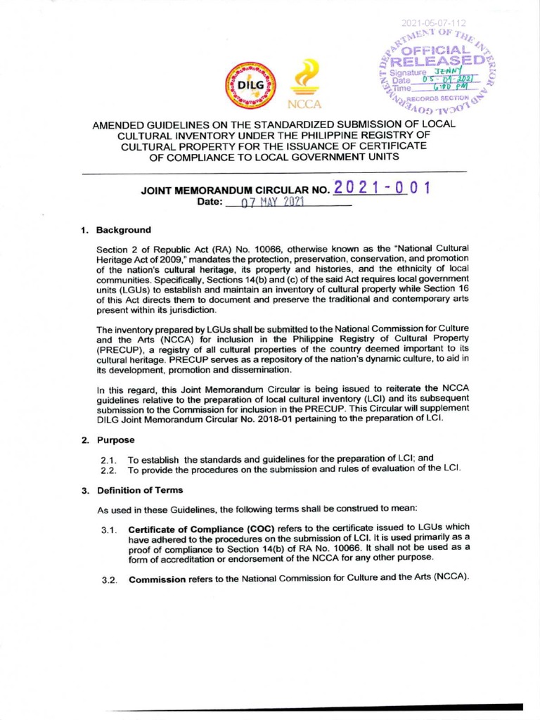 Dilg Ncca JMC 2021-001 | PDF