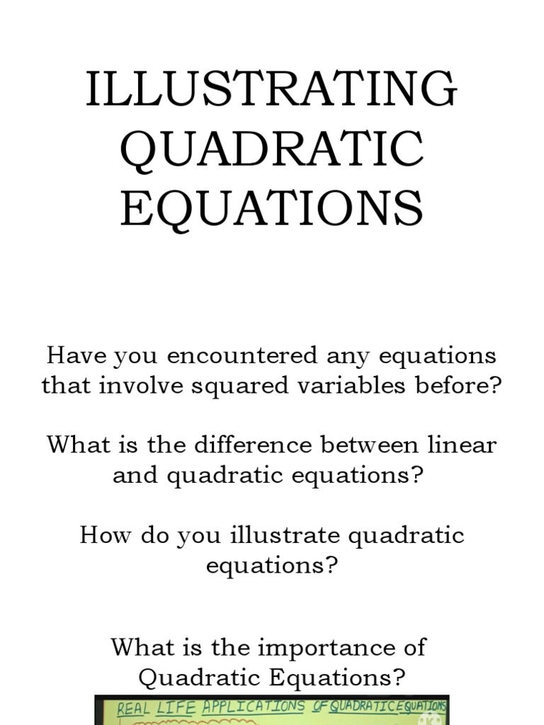 Q1 - W1 - D1 Illustrating Quadratic Equations | PDF