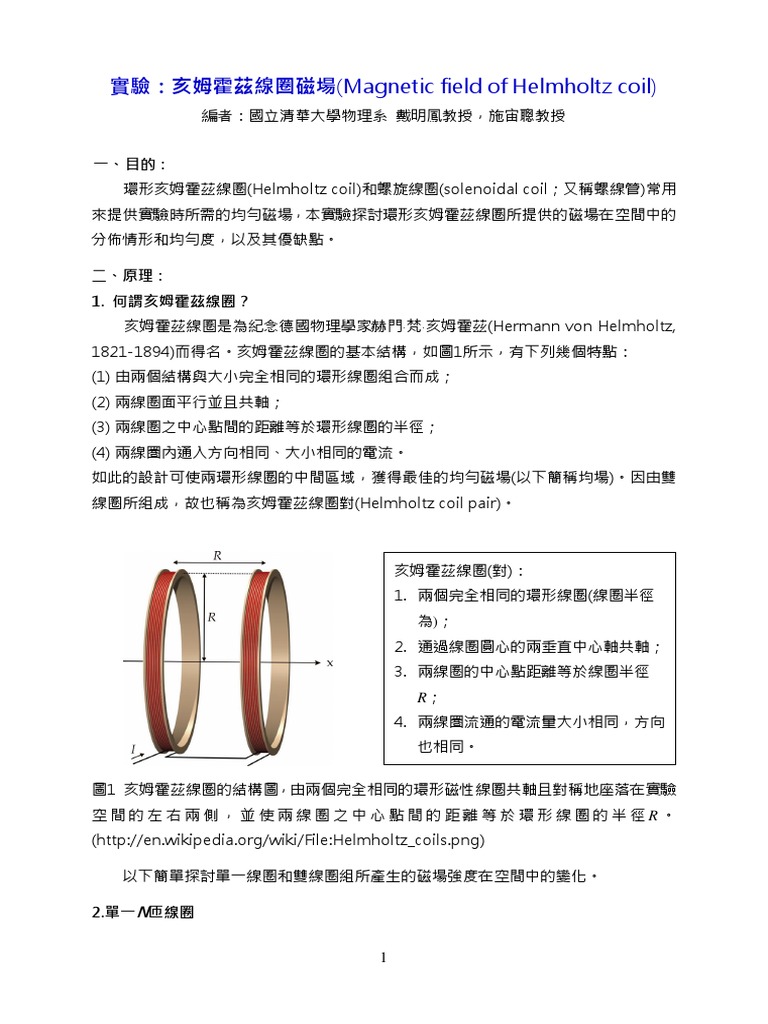 Magnetic Fields of Helmholtz Coil | PDF