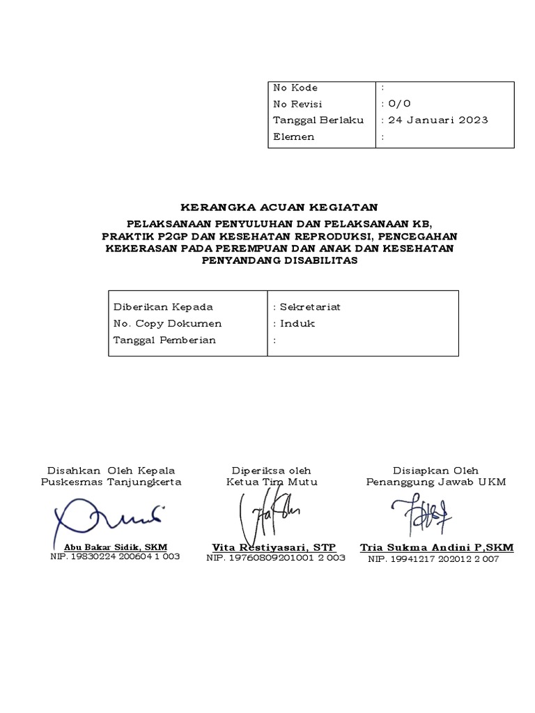 Kak Penyuluhan Dan Pelaksanaan KB, Praktik p2gp Dan Kesehatan Reproduksi, Pencegahan Kekerasan ...