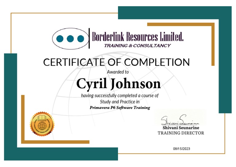 Primavera P' 6 Certificate | PDF