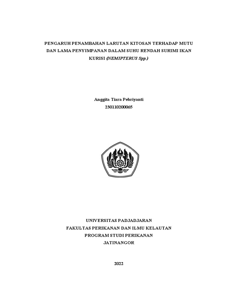 Pengaruh Penambahan Larutan Kitosan Terhadap Mutu Dan Lama Penyimpanan ...