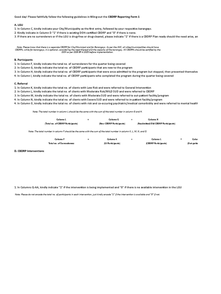 CBDRP Reporting Guidelines and Data | PDF | Health Care | Mental Health