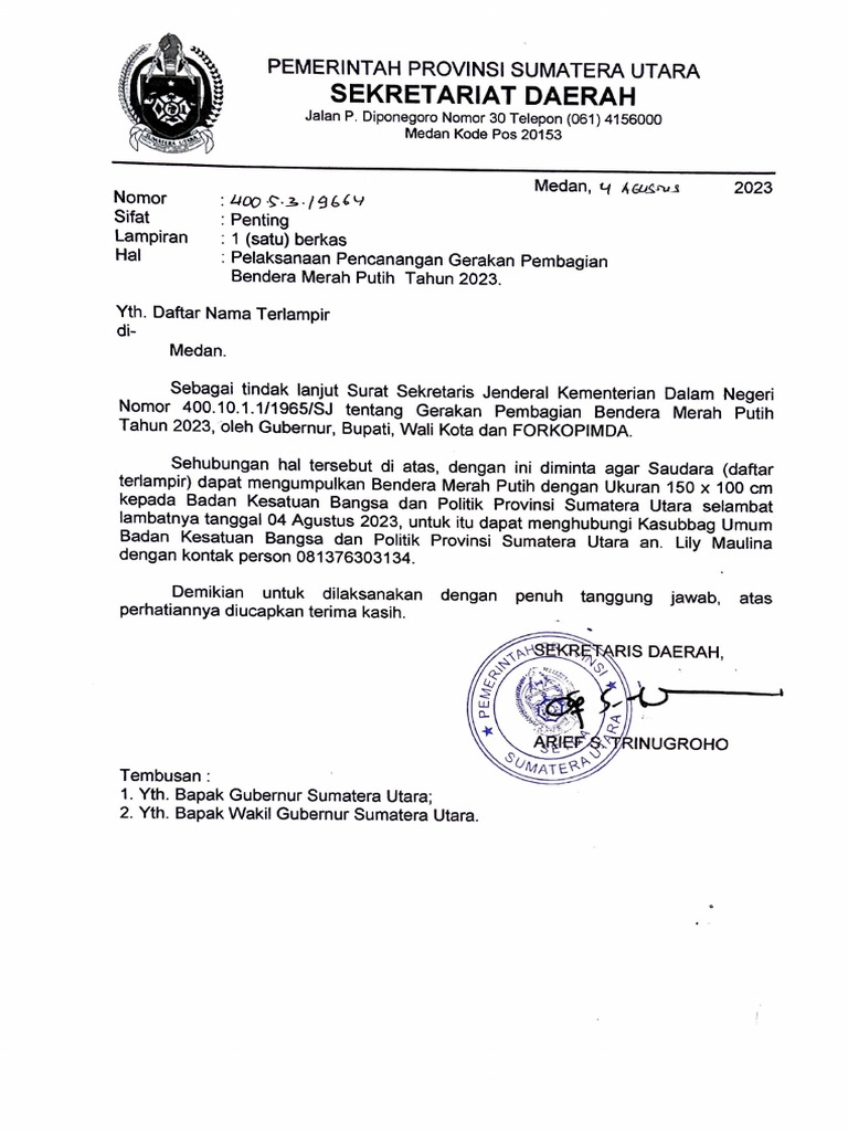 Surat Pelaksanaan Program Pembagian Bendera Merah Putih | PDF