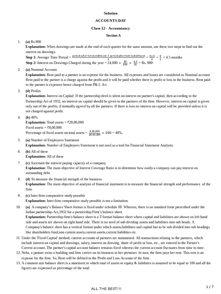 Accounts Dav Solution | PDF | Balance Sheet | Income Statement