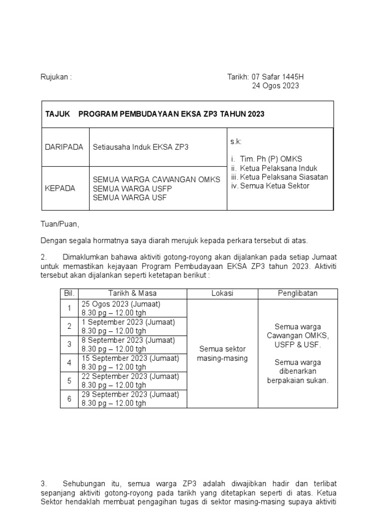 Contoh Memo EKSA | PDF