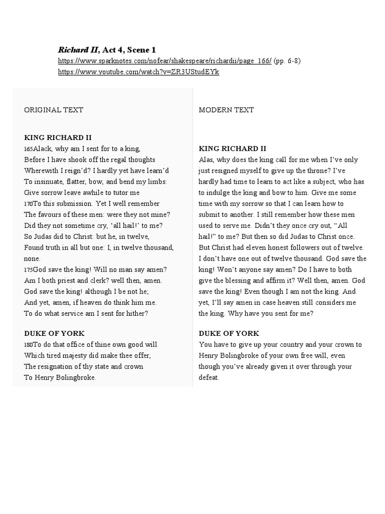 Richard II Act 4 Scene 1 | Download Free PDF | Oath