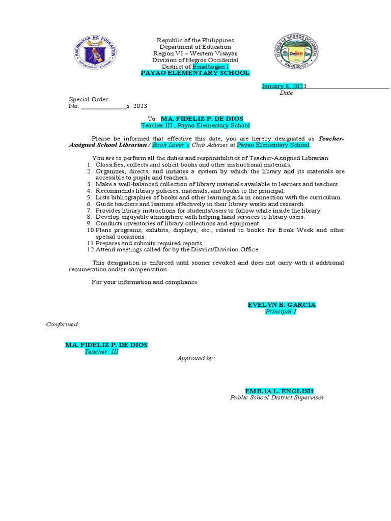 School Librarian Designation | PDF | Libraries | Teaching