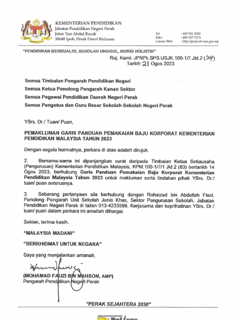 Garis Panduan Pemakaian Baju Krporat KPM | PDF