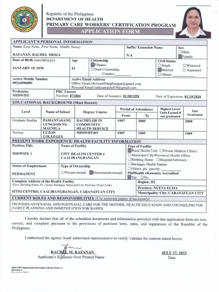 Application Form PCW | PDF Application Form PCW | PDF