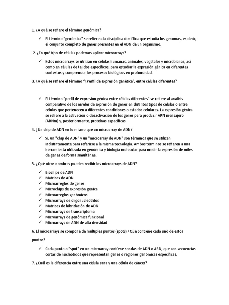 Preguntas de La Práctica 2 | PDF | Adn Microarray | Adn