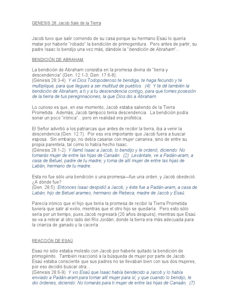 GENESIS 28 Jacob Sale de La Tierra | PDF