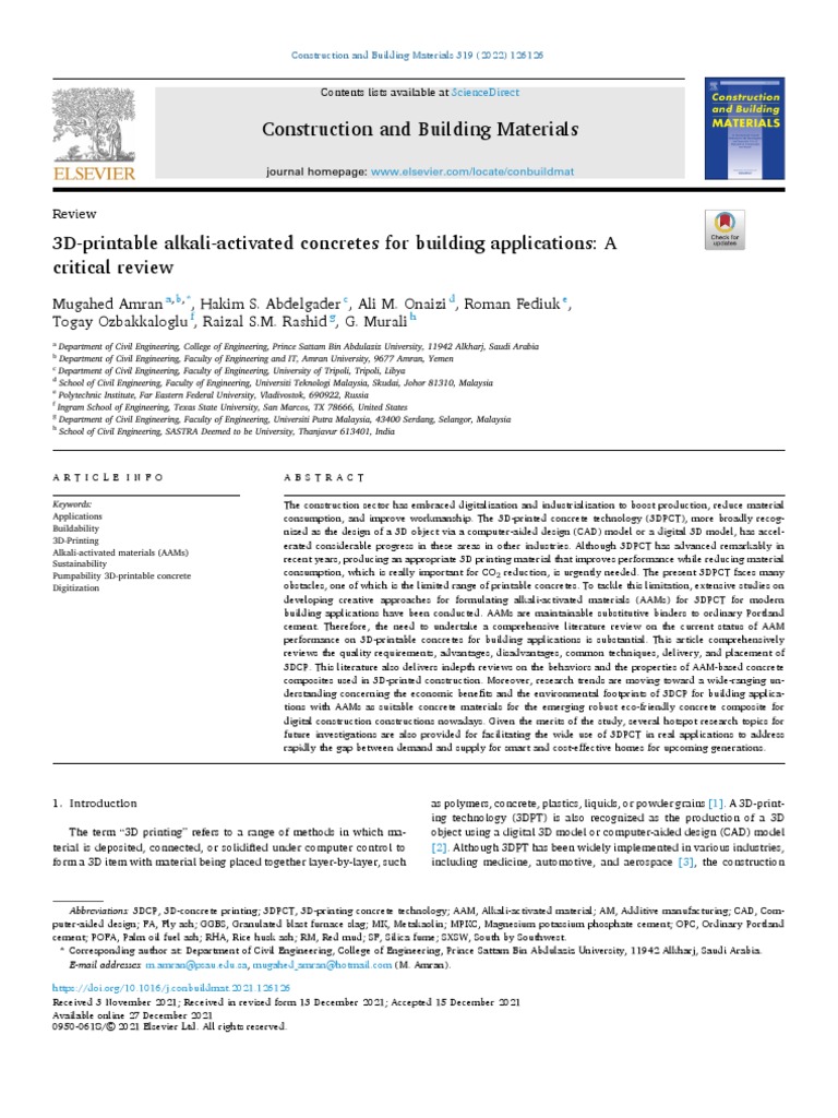 Amran Et Al. 2022 - 3D-Printable Alkali-Activated Concretes For ...