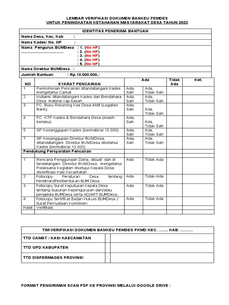 Lembar Verifikasi & Format Folder Scan PDF | PDF