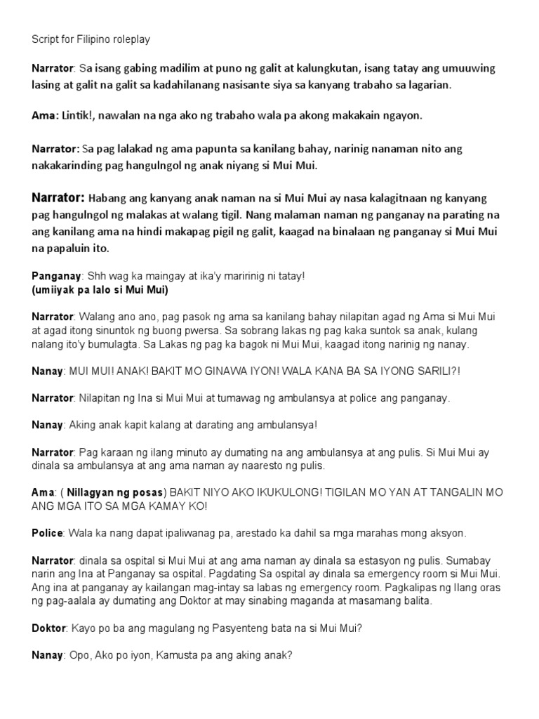 Script For Filipino Roleplay 1 | PDF