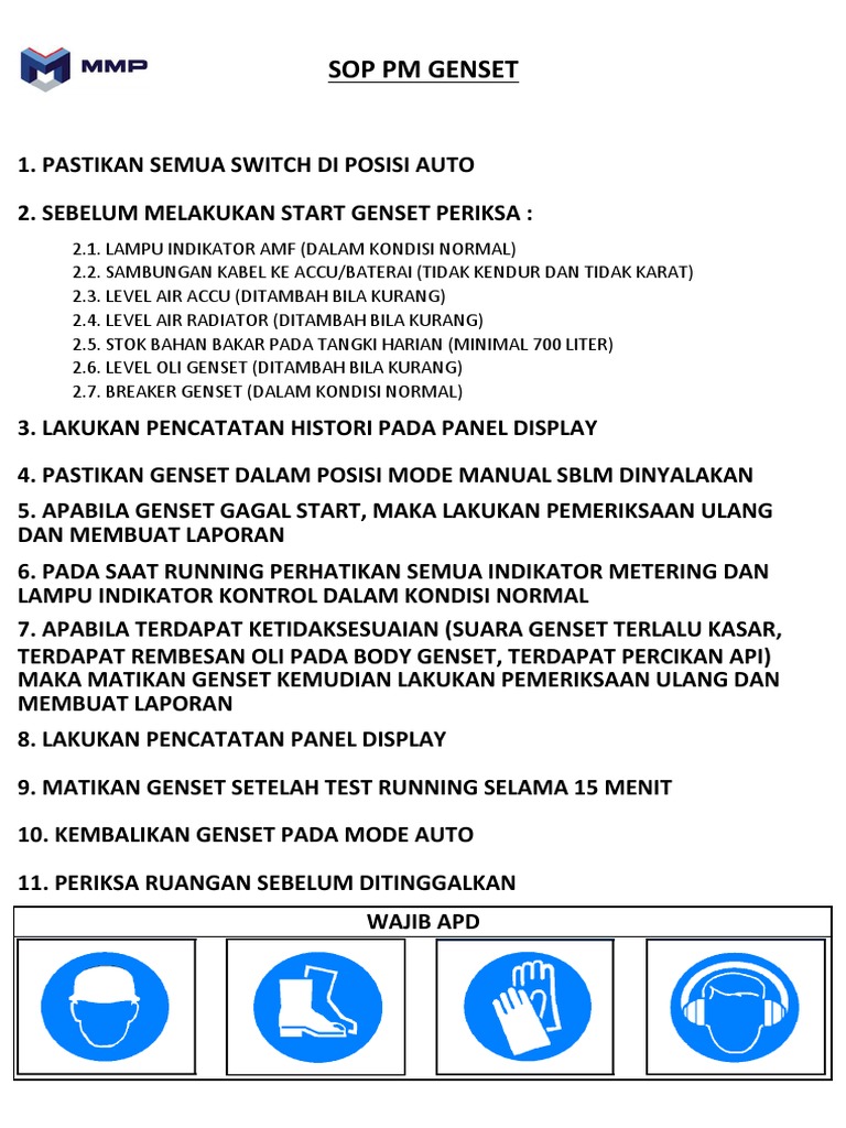 Sop Genset MPLN | PDF