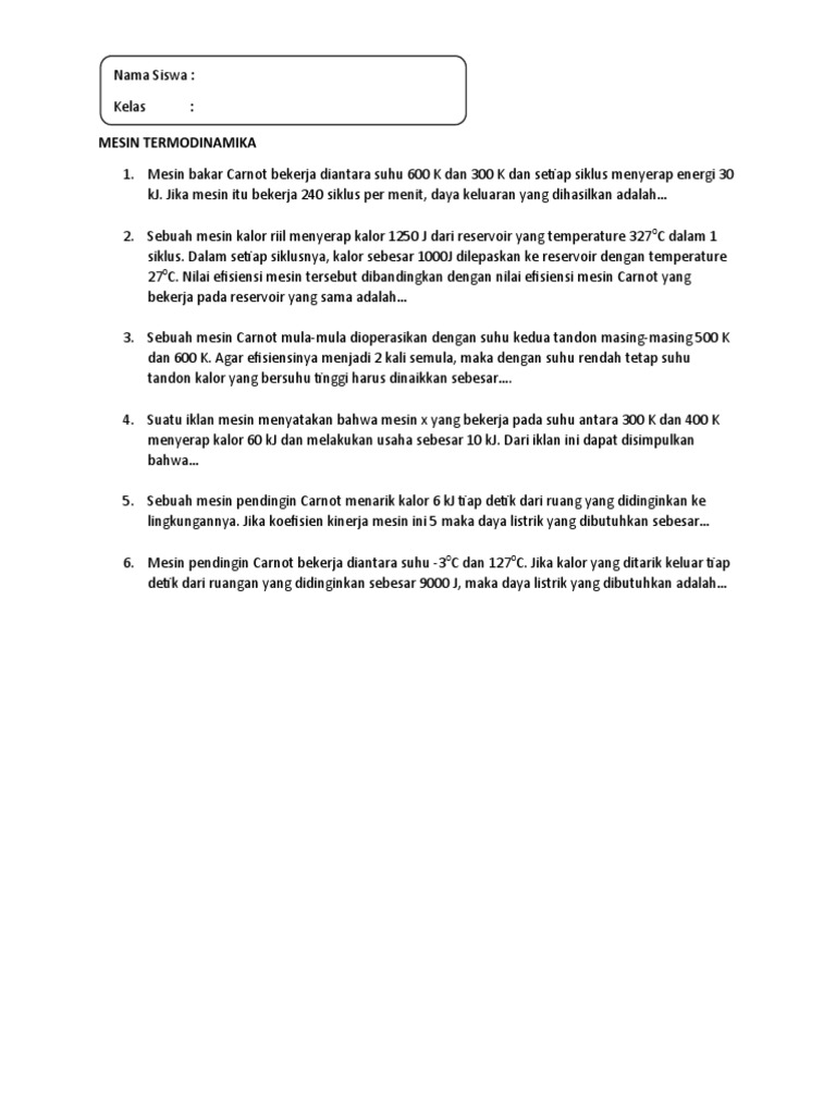 Analisis Mesin Termodinamika dan Efisiensinya | PDF | Sains & Matematika | Teknologi & Rekayasa