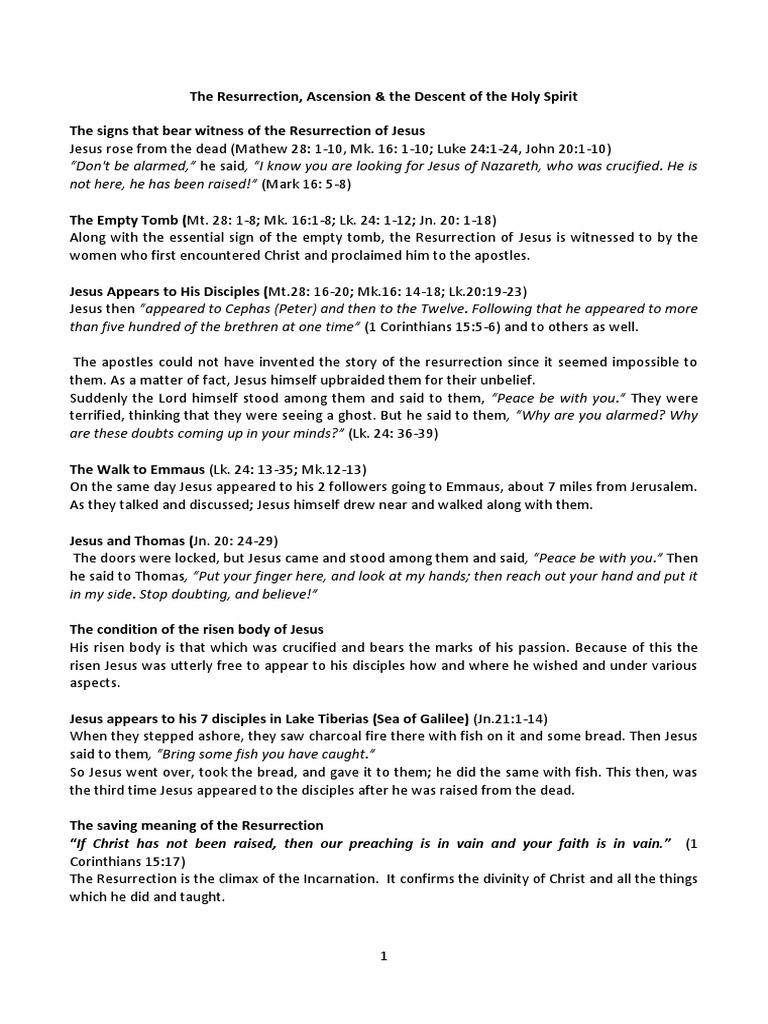 Resurrection & Holy Spirit Events | PDF | Jesus | Resurrection Of Jesus