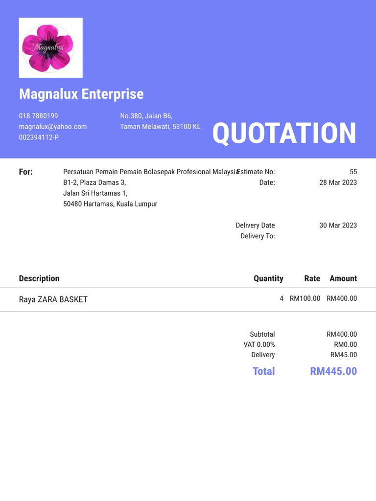 (Magnalux Hamper Raya) - Quotation | PDF