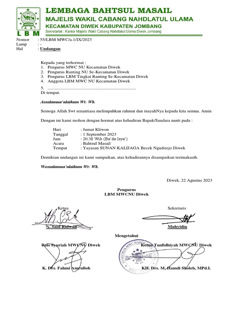 Undangan LBM 2020 | PDF