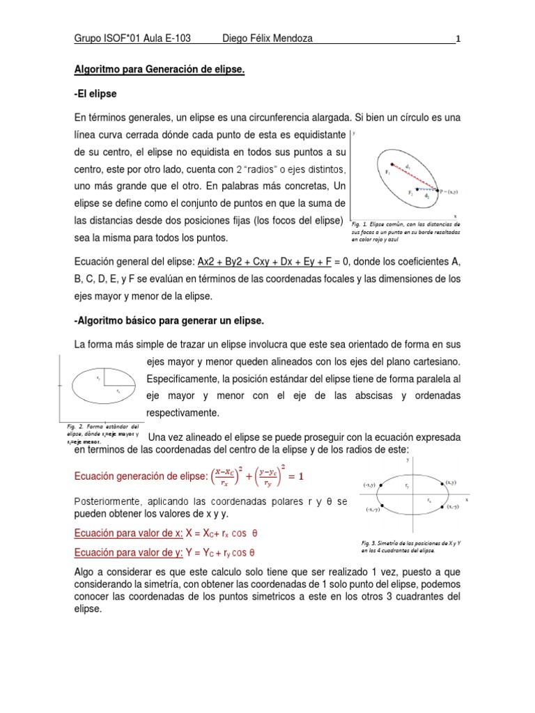 Algoritmo para Generar Elipses Matemáticas | PDF | Elipse | Geometría