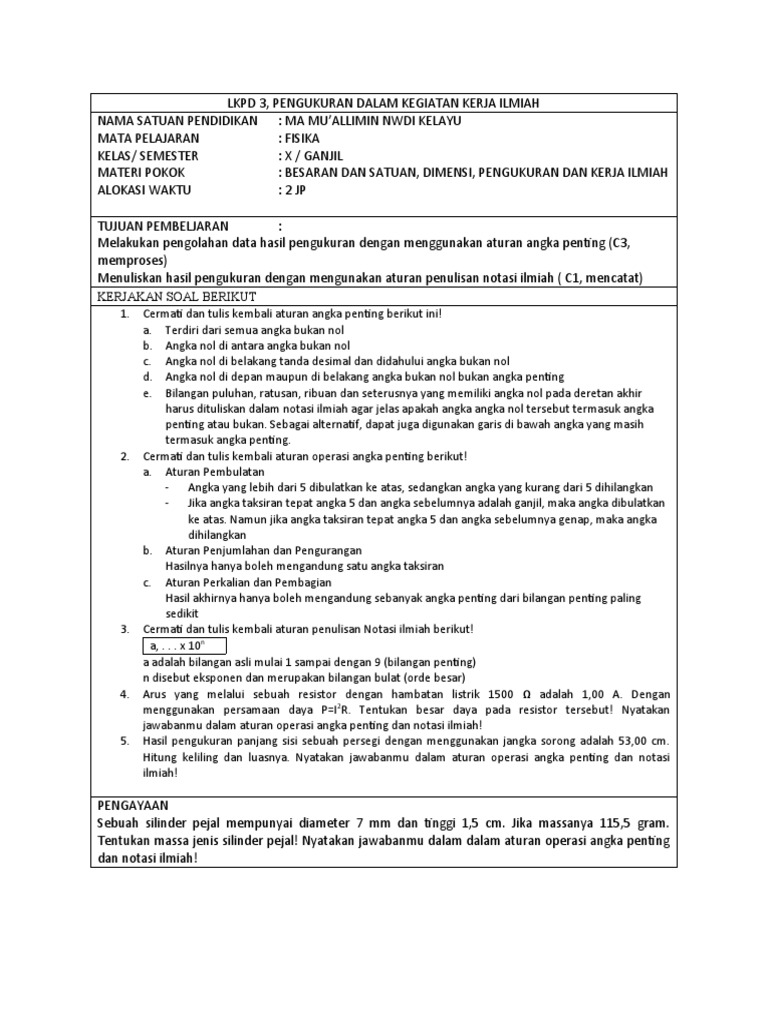 LKPD 3 PENGUKURAN | PDF