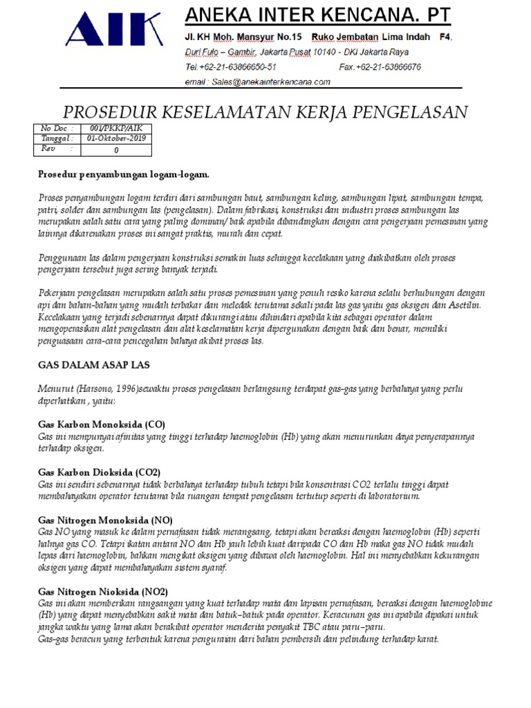 D5 CSMS Sop Kerja Pengelasan | PDF