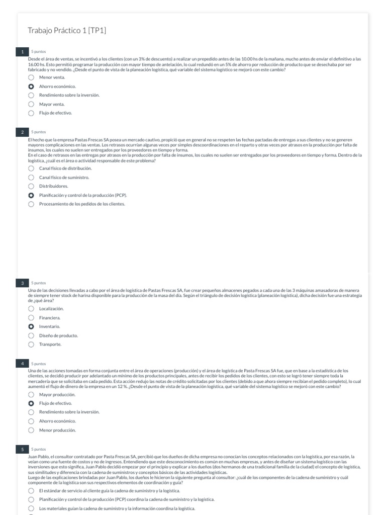 Trabajo Práctico 1 (TP1) Logistica Experto 75% | PDF | Logística | Inventario