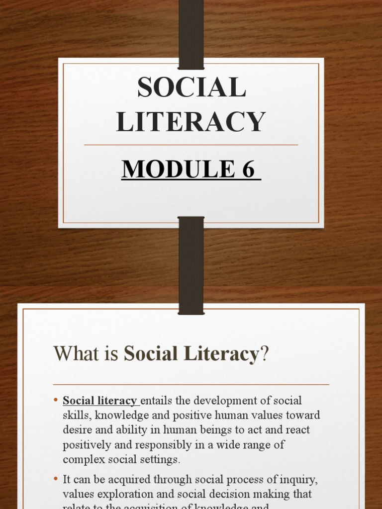 SOCIAL LITERACY Report | PDF | Emotional Intelligence | Social Skills