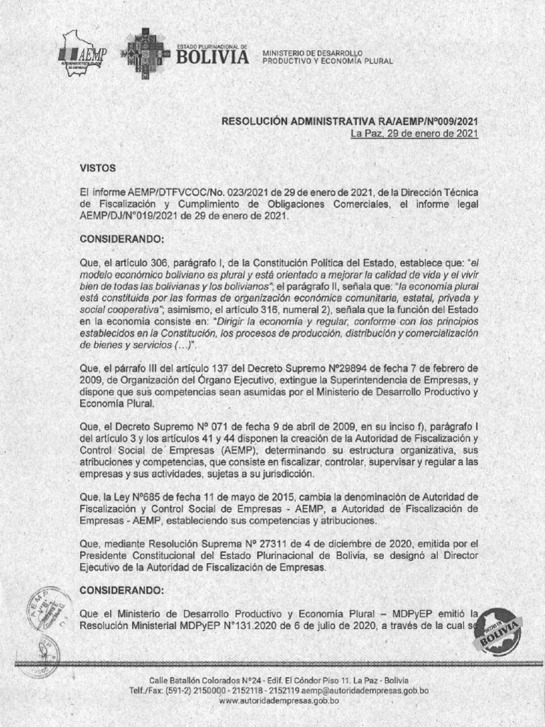 RA AEMP-009-2021 - Reg Sanciones | PDF | Costo | Empresas