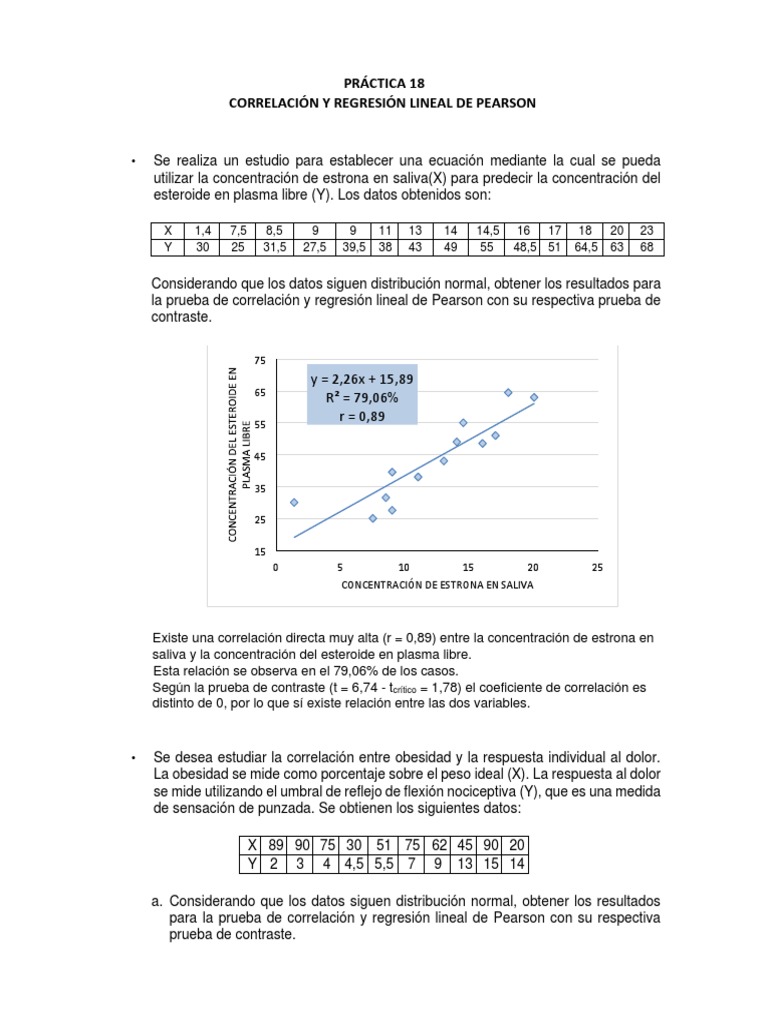 PRÁCTICA+18.+Correlación+y+Regresión | PDF